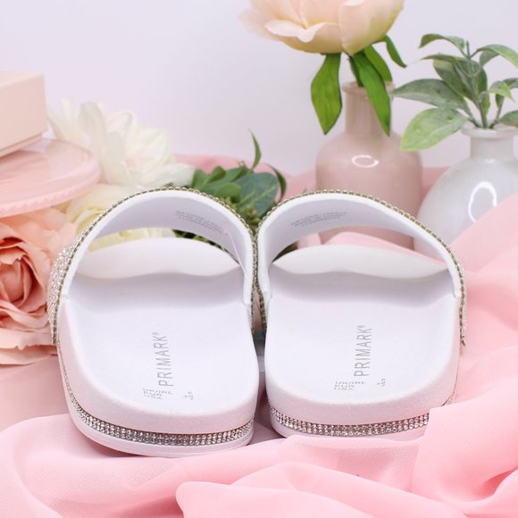 Primark | Shoes | Sparkly Glass Rhinestone Pearl Slide Sandals | Poshmark